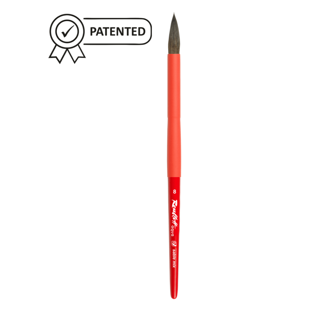 Red Aqua brushes // Sable Mix, round // Size variety // by Roubloff – Artish